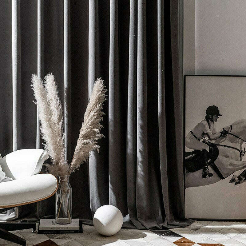 Remy Luxury Modern Herring Designer Velvet Curtains Gray