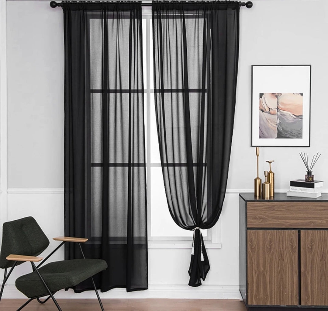 Jason Plain Sheer Curtain - Black – Discover Curtains