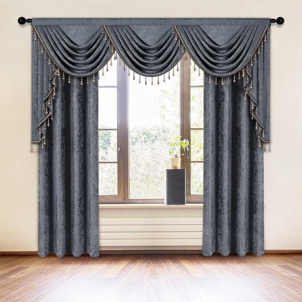 Mila Classic Plain Velvet Valance - Gray – Discover Curtains