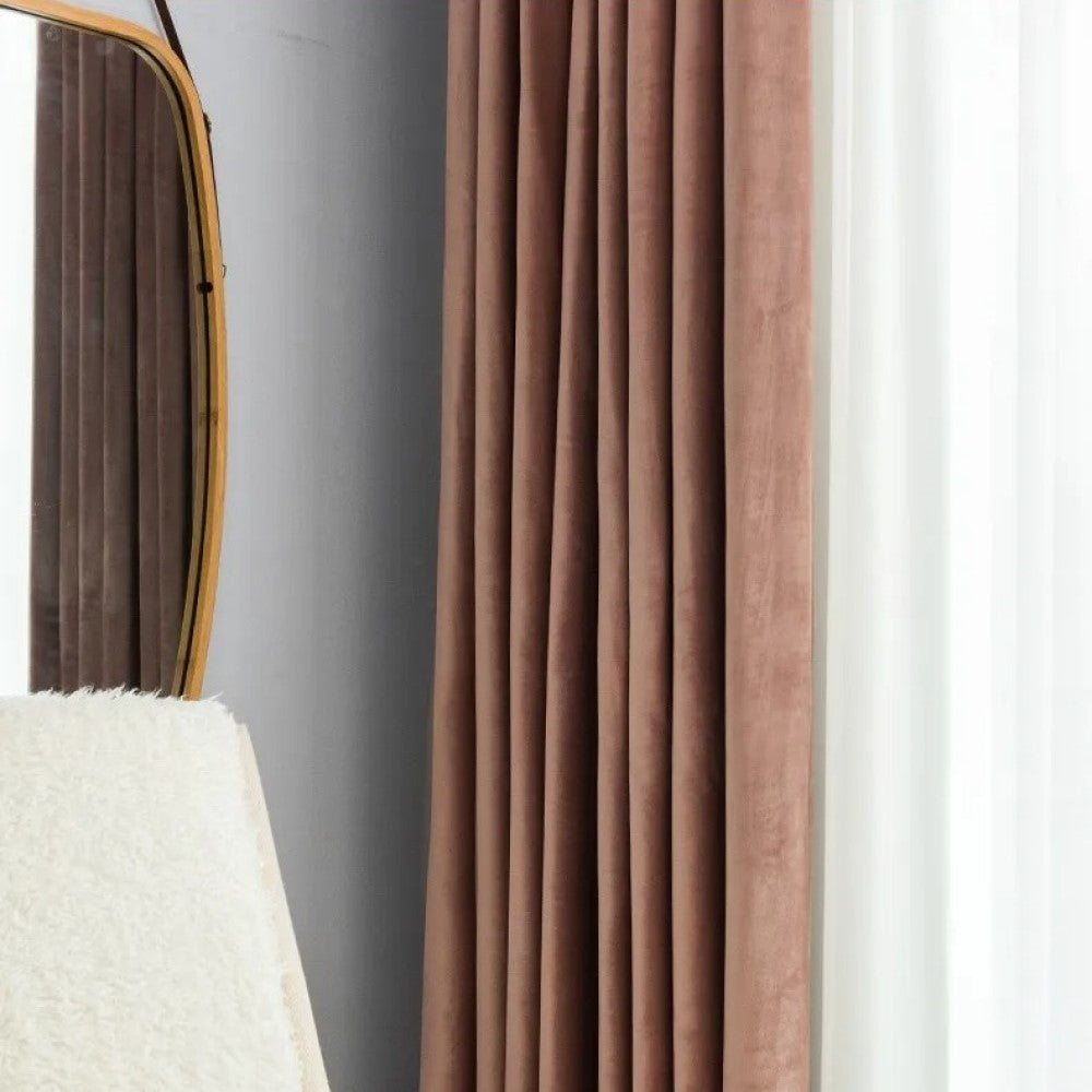 Mila Luxury Plain Dutch Velvet Curtain - Peach Pink Salmon – Discover ...