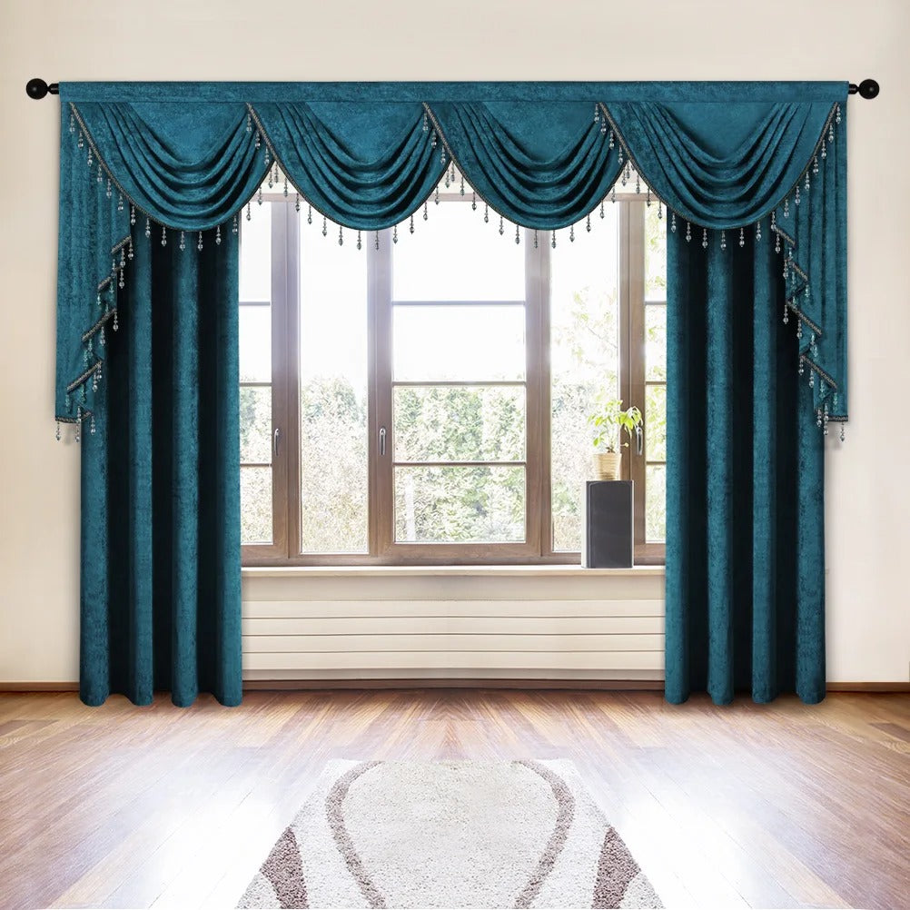 Mila Classic Plain Velvet Valance - Teal – Discover Curtains