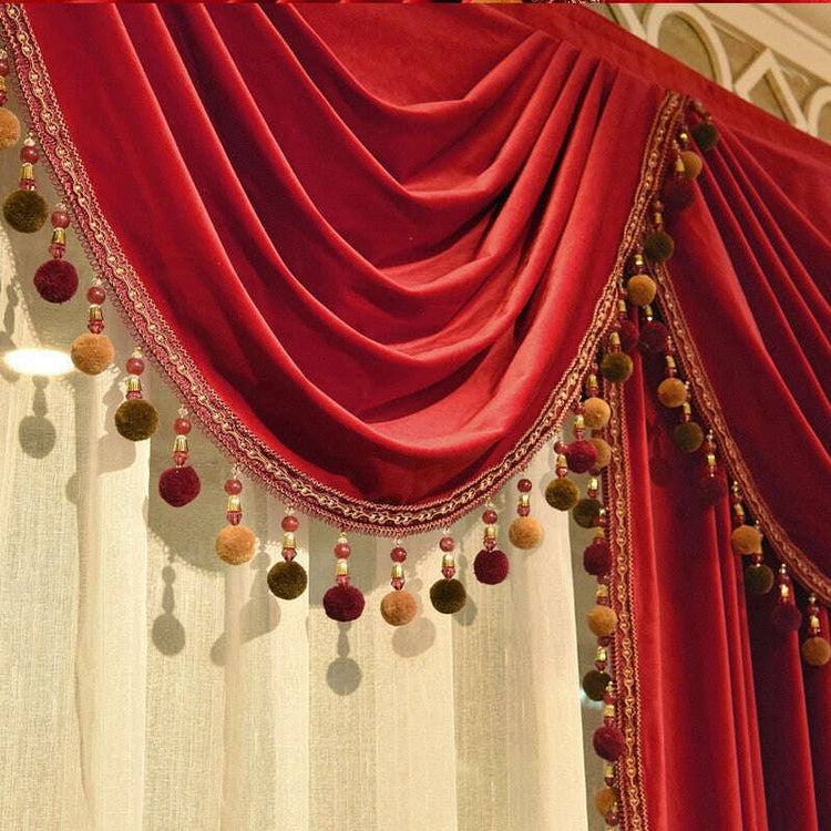 Mila Classic Plain Velvet Valance - Red – Discover Curtains