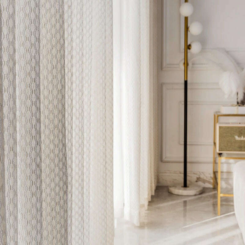 Rémy Linen Embroidered Semi - Shading Curtain - Beige – Discover Curtains