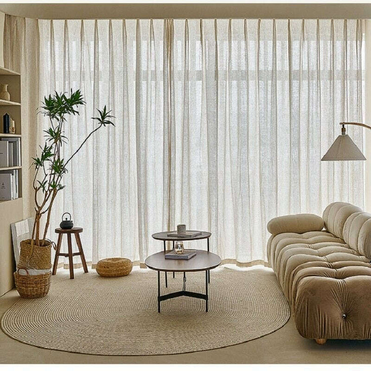 Rémy Linen Net Design Semi - Shading Curtain - Beige – Discover Curtains