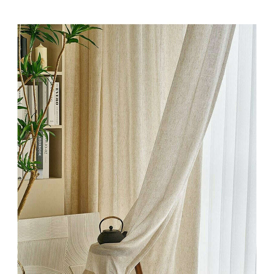 Rémy Linen Net Design Semi - Shading Curtain - Beige – Discover Curtains
