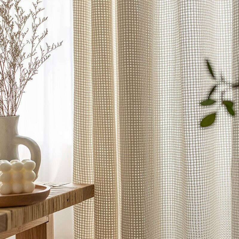 Rémy Linen Net Design Semi - Shading Curtain - Beige – Discover Curtains