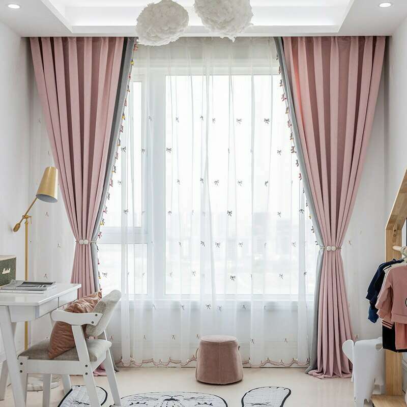 T.B. London Pink-Gray Pony Lace Curtain – Discover Curtains